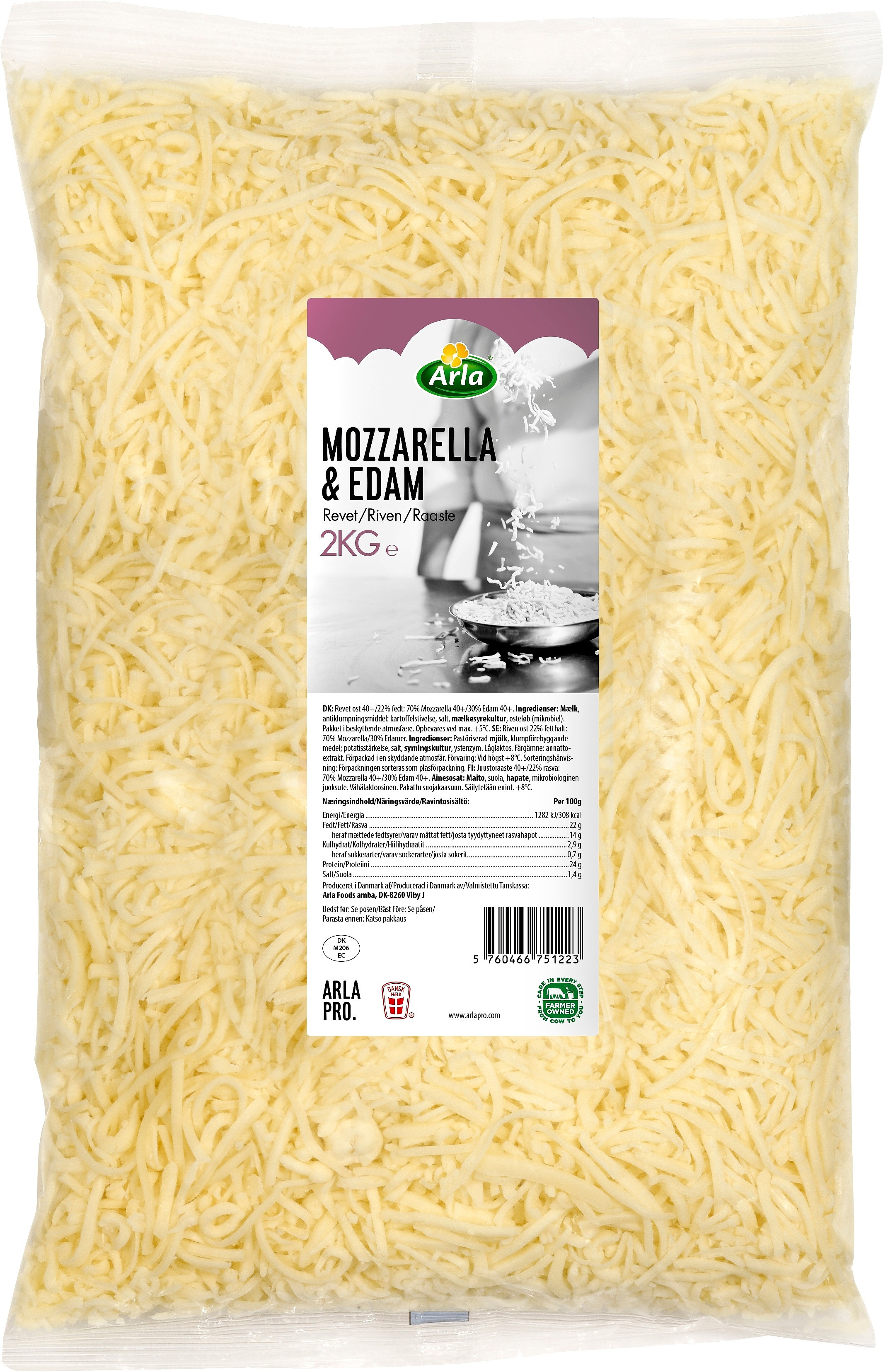 Arla Pro Mozzarella-Edam 2 kg 22% juustoraaste - Osta netistä ...